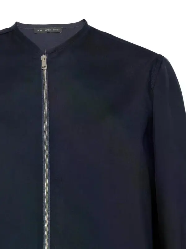 LOW BRAND Collarless Zip-up Jacket - Blue