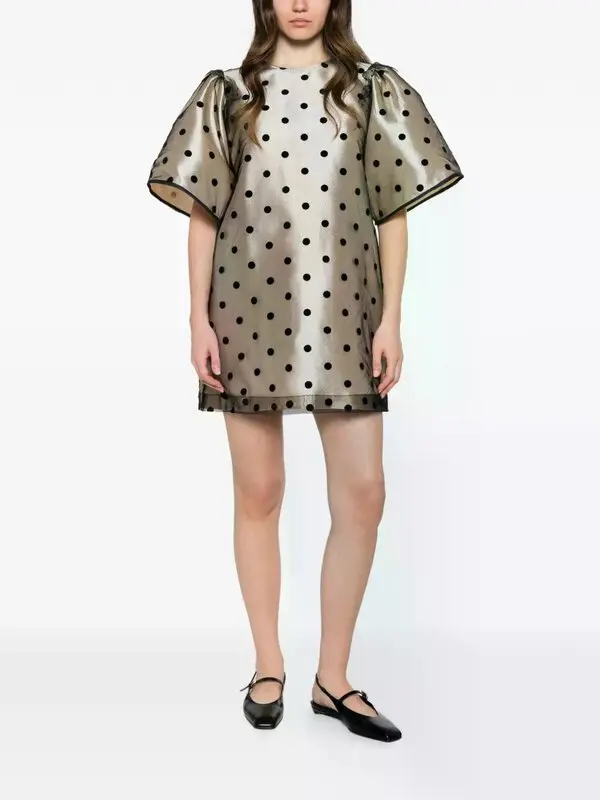 PARLOR Polka-dot Puff-sleeve Mini Dress