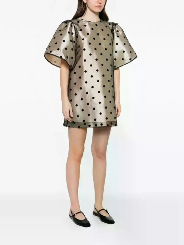 PARLOR Polka-dot Puff-sleeve Mini Dress