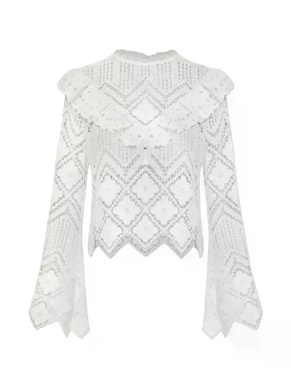 SELF-PORTRAIT Guipure-lace Ruffled Top