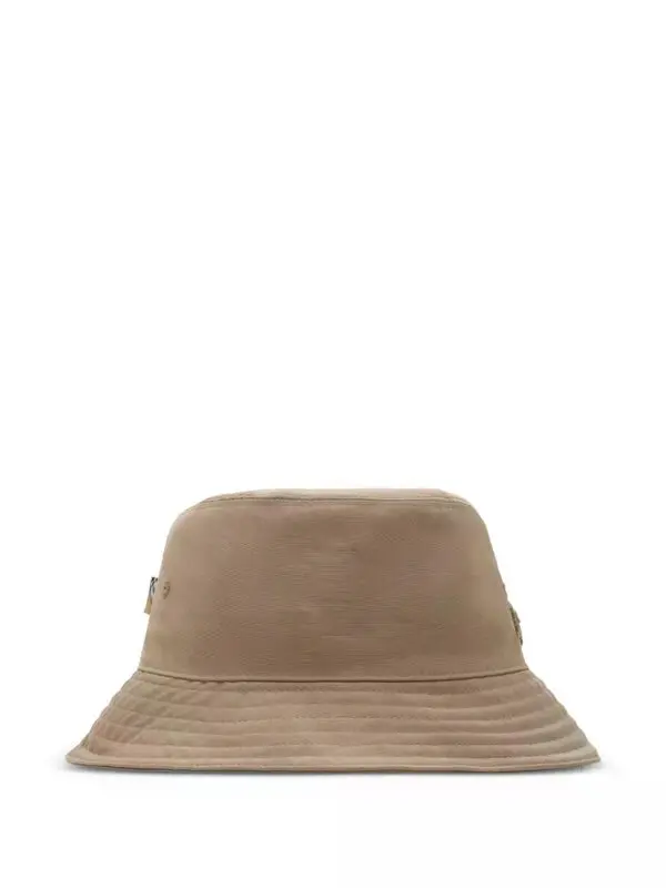 Burberry Nylon-blend Twill Bucket Hat With Check And Equestrian Knight Design - Neutrals