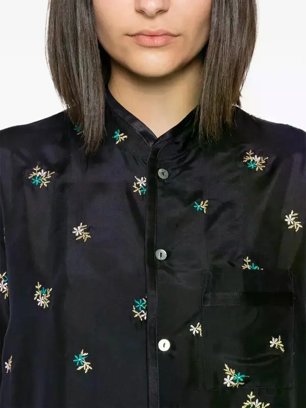 FORTE_FORTE Floral-embroidered Silk Shirt