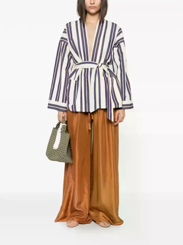 FORTE_FORTE Striped Belted Jacket - Neutrals