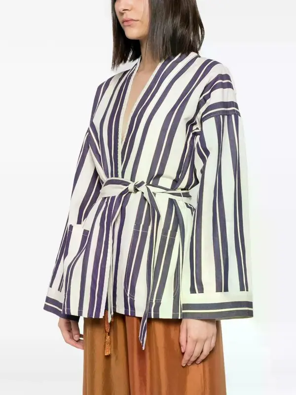 FORTE_FORTE Striped Belted Jacket - Neutrals