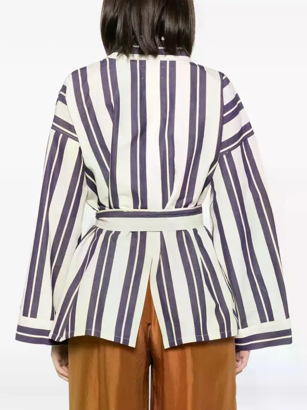FORTE_FORTE Striped Belted Jacket - Neutrals
