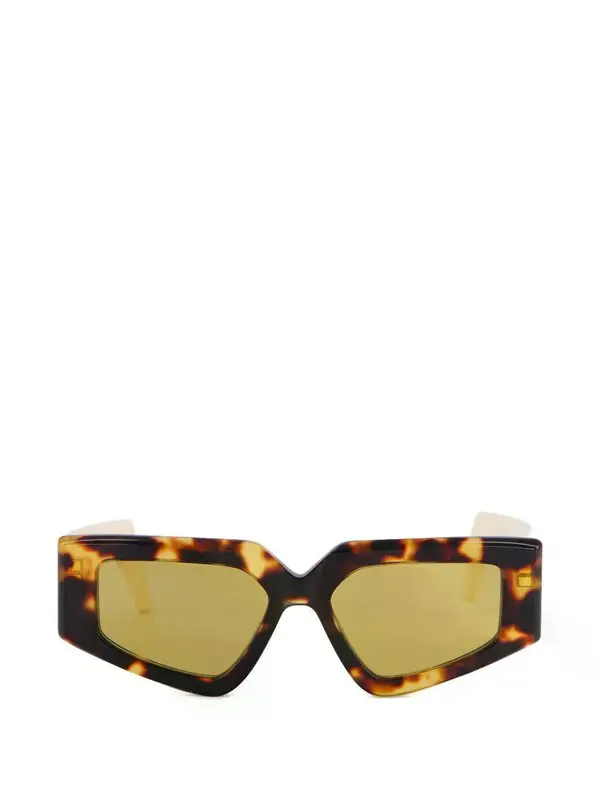 Valentino Garavani V-logo Geometric-frame Sunglasses - Brown