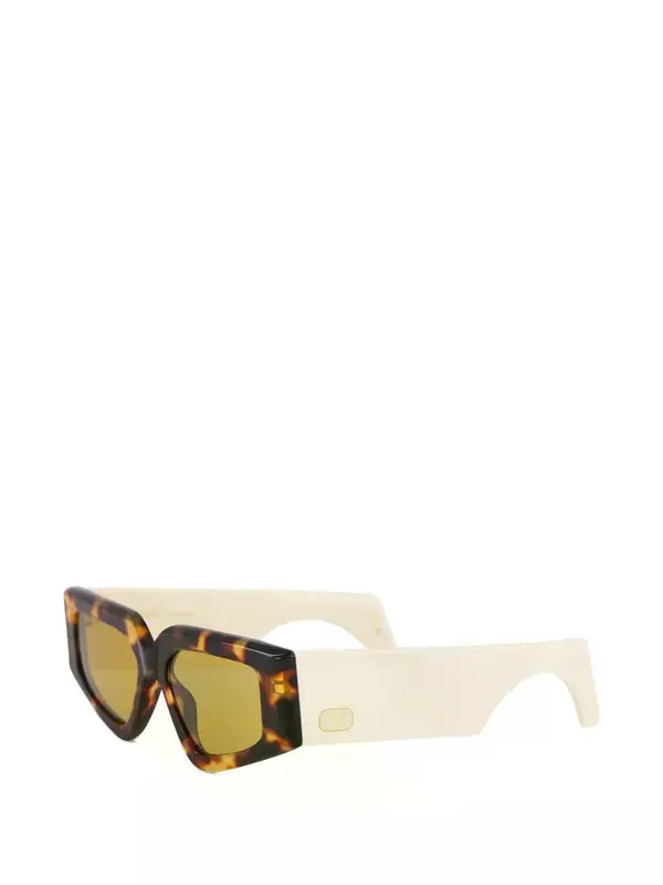 Valentino Garavani V-logo Geometric-frame Sunglasses - Brown