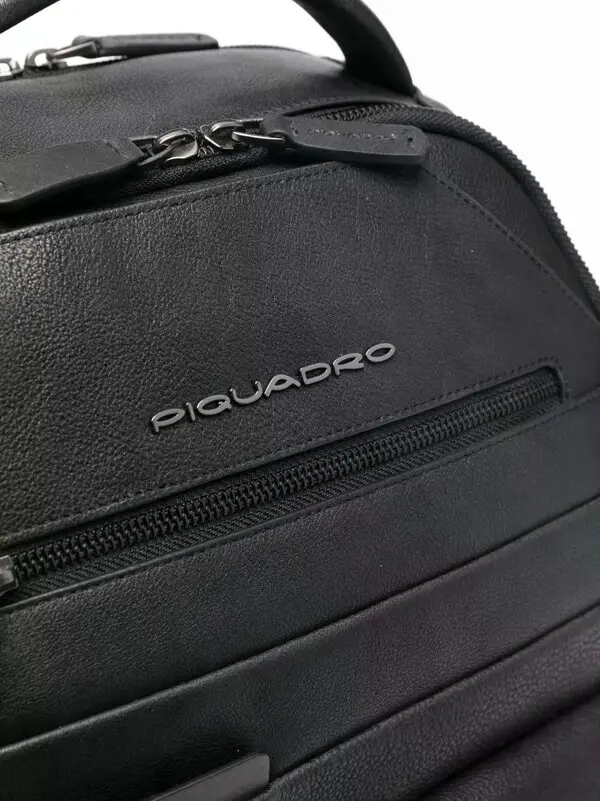 PIQUADRO Calf Leather Backpack With Logo Plaque