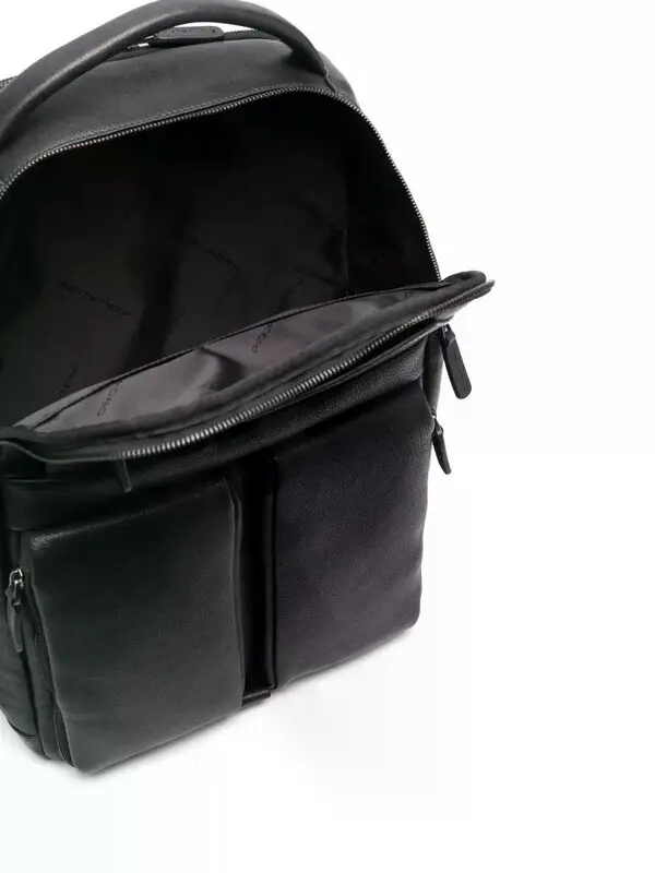 PIQUADRO Calf Leather Backpack With Logo Plaque