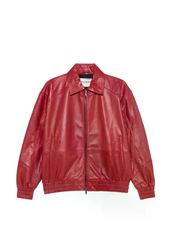 Iceberg Zip-up Leather Jacket - Red