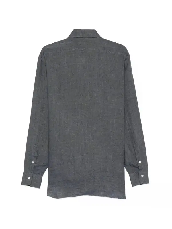 BARBA NAPOLI Slub-texture Long-sleeve Shirt - Grey