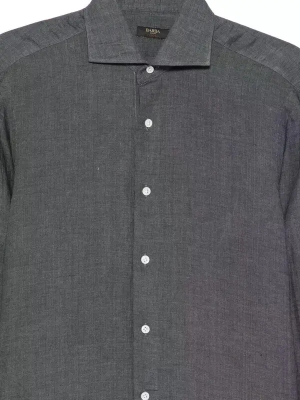 BARBA NAPOLI Slub-texture Long-sleeve Shirt - Grey