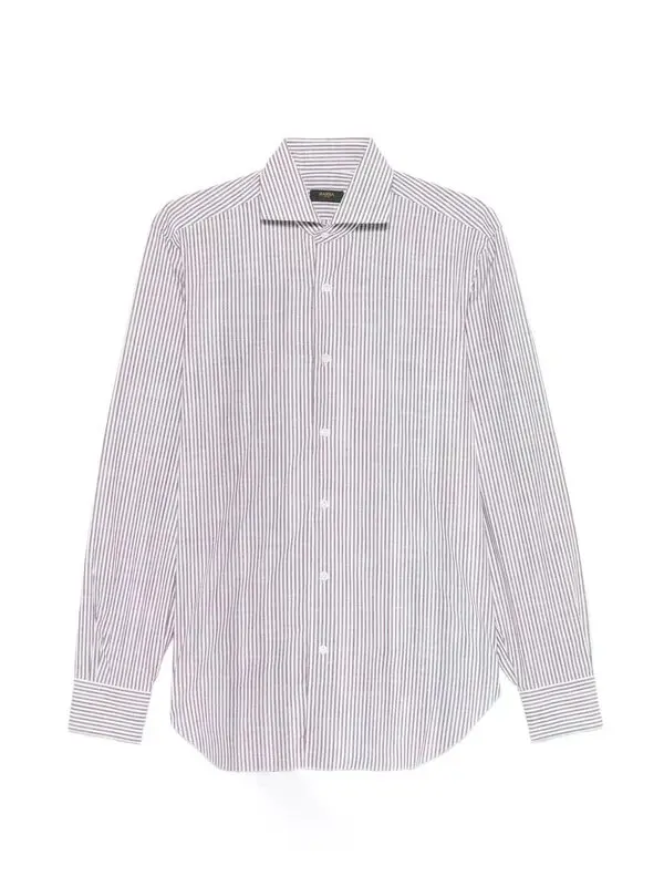 BARBA NAPOLI Vertical-stripe Long-sleeve Shirt - Brown