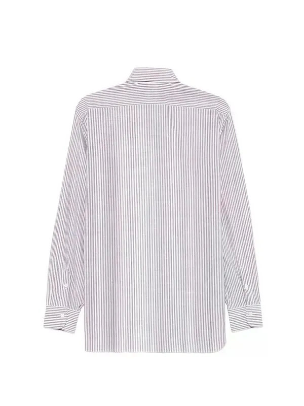 BARBA NAPOLI Vertical-stripe Long-sleeve Shirt - Brown