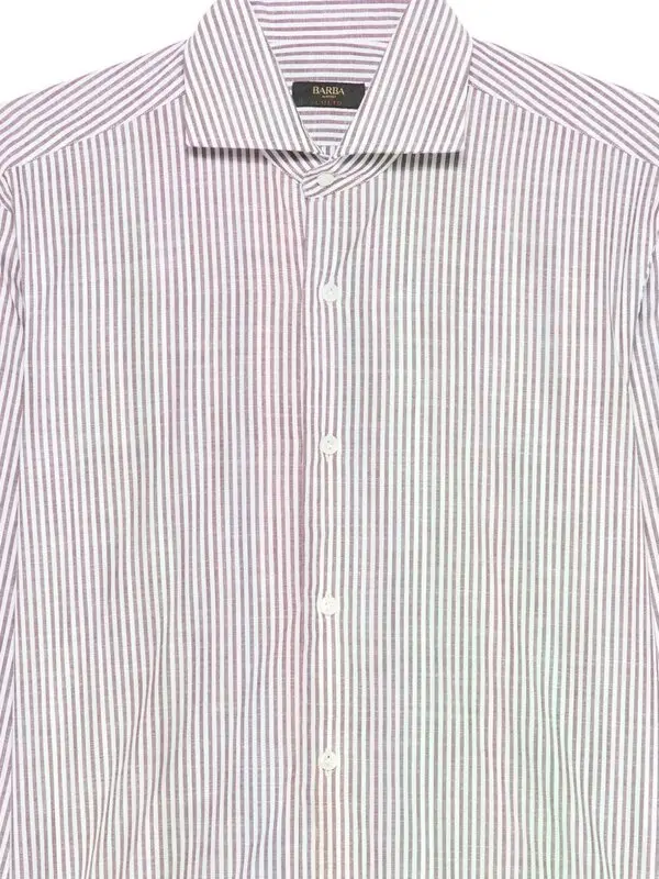BARBA NAPOLI Vertical-stripe Long-sleeve Shirt - Brown