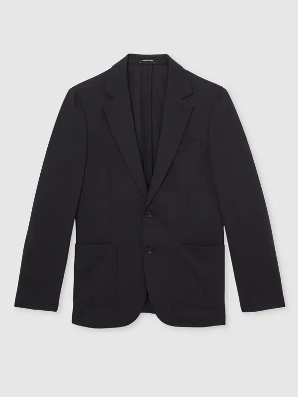 REISS Gerrard Tailored Fit Textured Jersey Single-breasted Suit Blazer - Navy