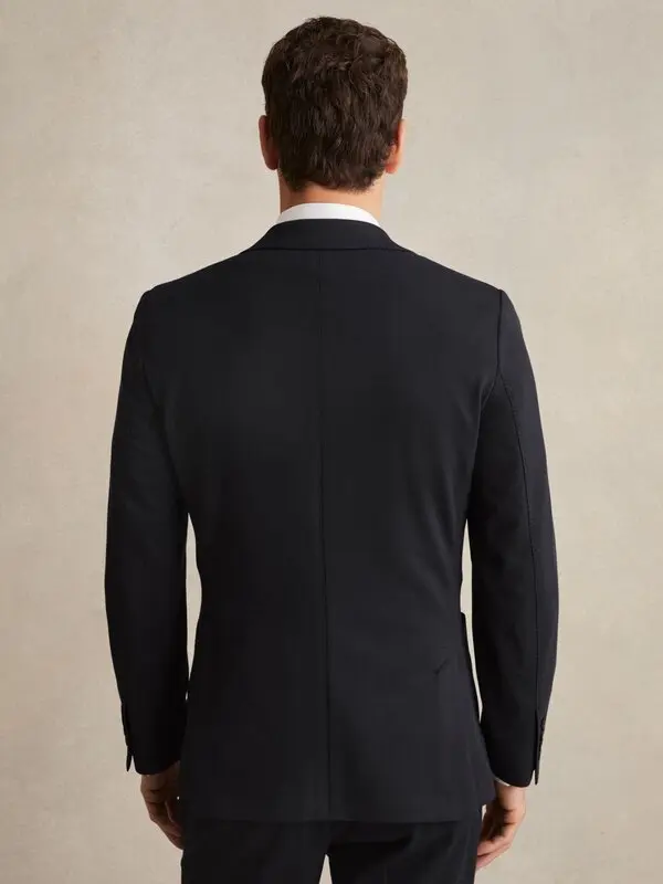 REISS Gerrard Tailored Fit Textured Jersey Single-breasted Suit Blazer - Navy