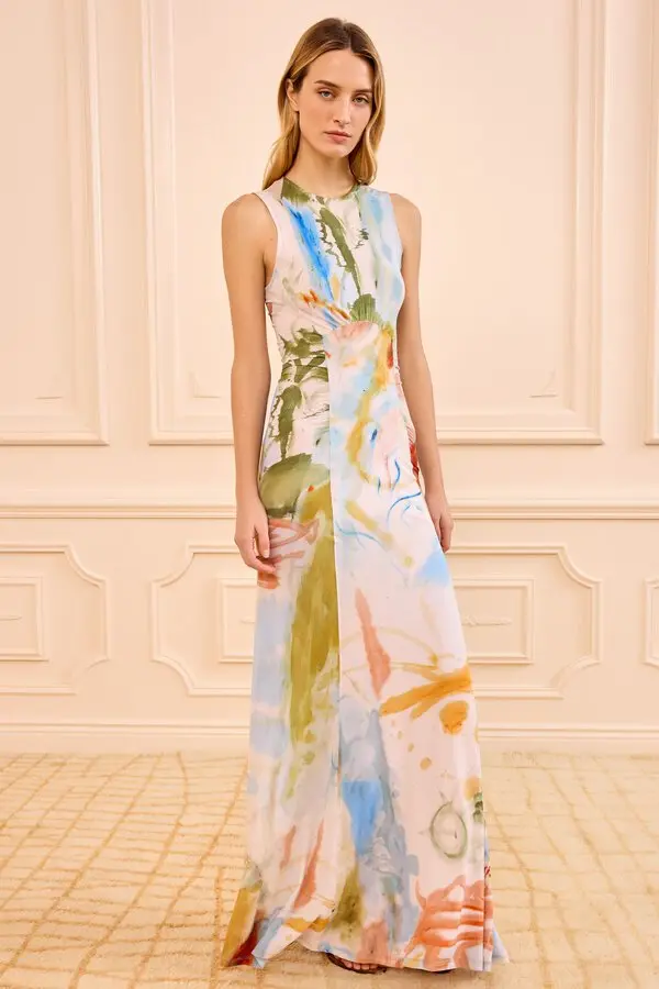Ulla Johnson Lana Ruched Jersey Dress In Print - Western Dream