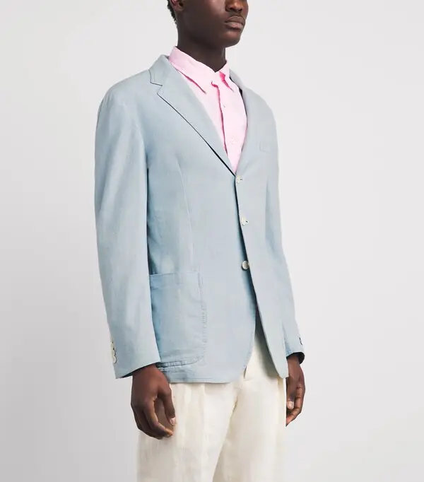 Polo Ralph Lauren Linen Single-breasted Blazer - Blue