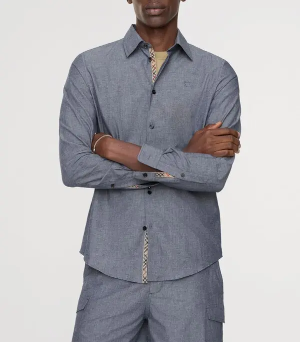 Burberry Cotton-blend Chambray Ekd Shirt - Blue