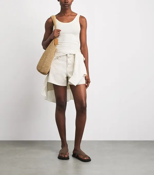 7 For All Mankind Kori Denim Shorts - Ivory