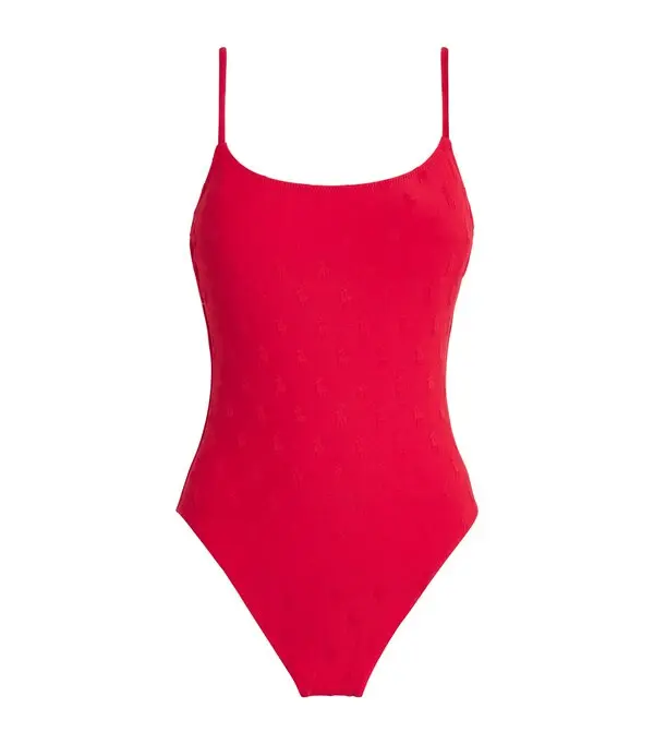 Polo Ralph Lauren Jacquard One-piece Swimsuit - Red