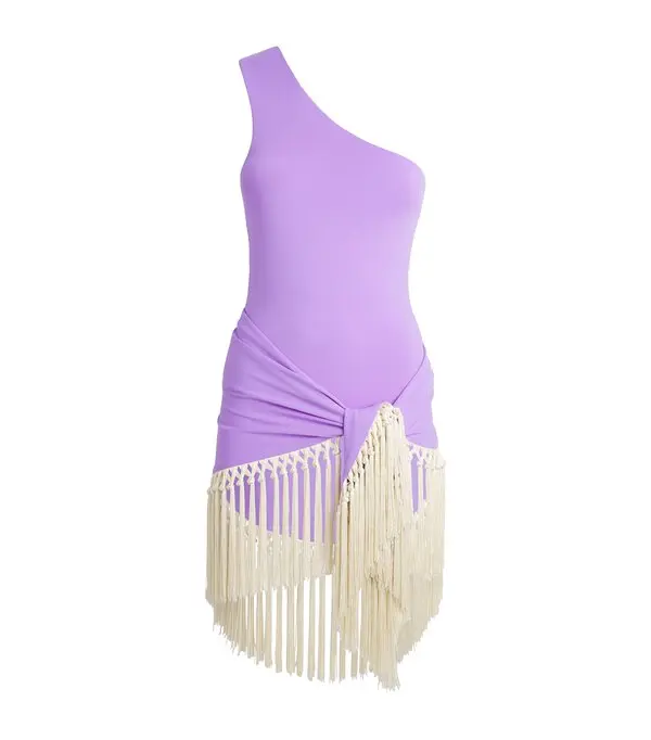 TALLER MARMO Pareo-detail Yacare Swimsuit - Purple