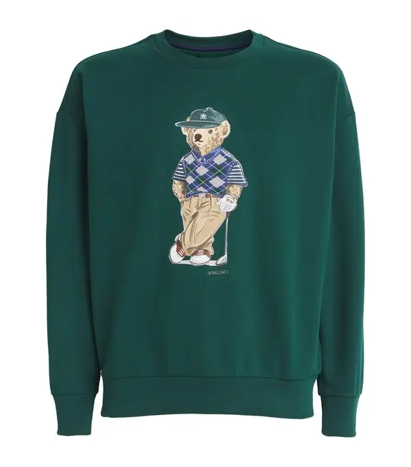 Rlx Ralph Lauren Cotton-blend Polo Bear Relaxed Fit Sweatshirt - Green