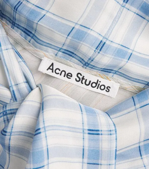 Acne Studios Silk Check Scarf-collar Shirt - Green