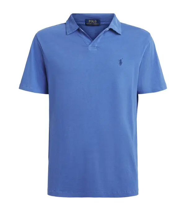 Polo Ralph Lauren Cotton-linen Open-collar Polo Shirt - Blue