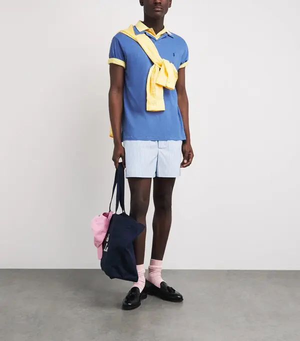 Polo Ralph Lauren Cotton-linen Open-collar Polo Shirt - Blue