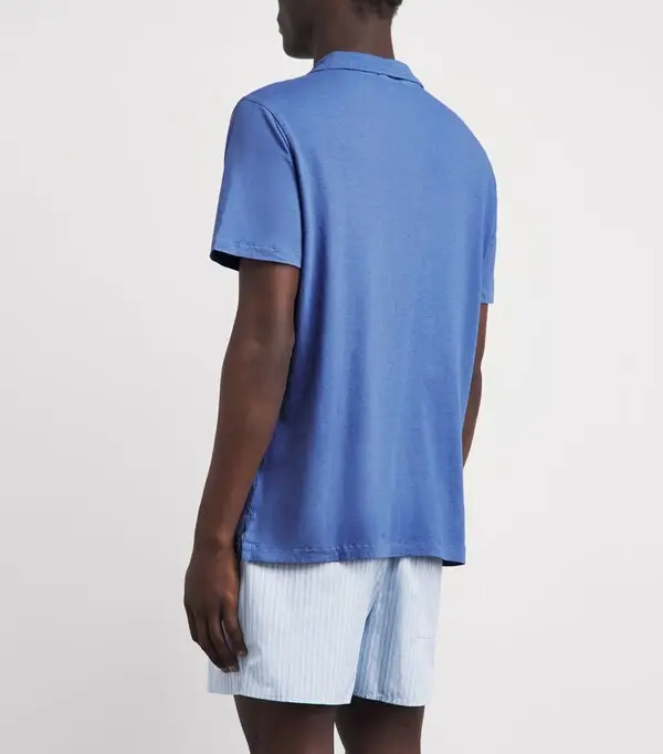 Polo Ralph Lauren Cotton-linen Open-collar Polo Shirt - Blue