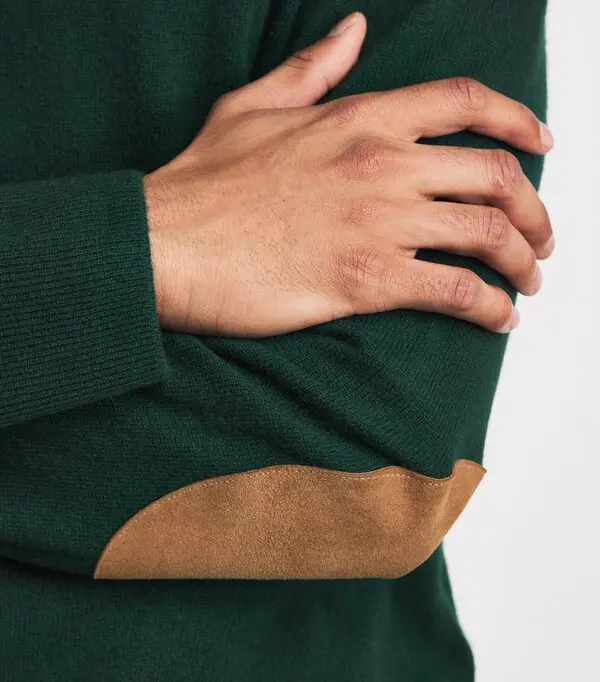 Rlx Ralph Lauren Cashmere Suede Elbow Patch Cardigan