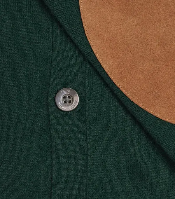 Rlx Ralph Lauren Cashmere Suede Elbow Patch Cardigan