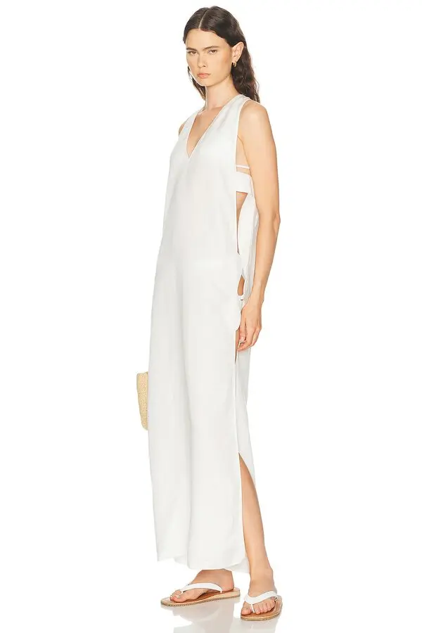 ADRIANA DEGREAS Petal Applique Open Side Dress - Off White