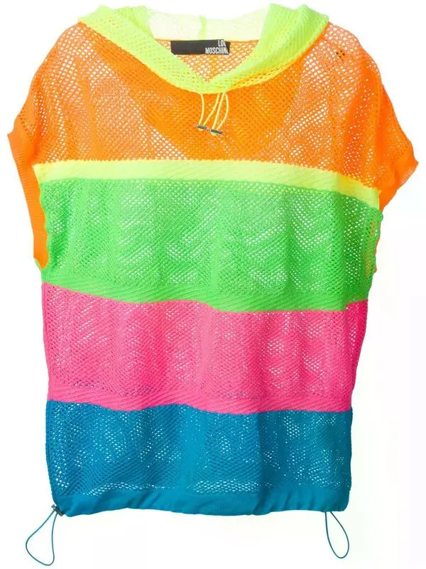 Moschino Striped Mesh Sleeveless Hoodie - Multicolour