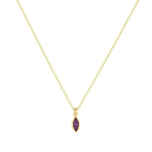 SET & STONES Marquise Birthstone Charm Necklace - Gold/february