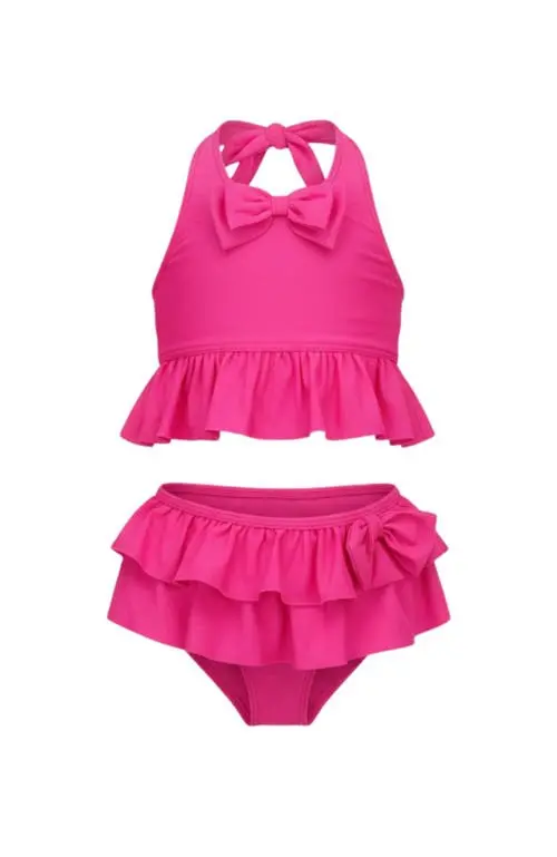 MIA BELLE GIRLS Boats And Bows Ruffle Two-piece Swimsuit - Pink