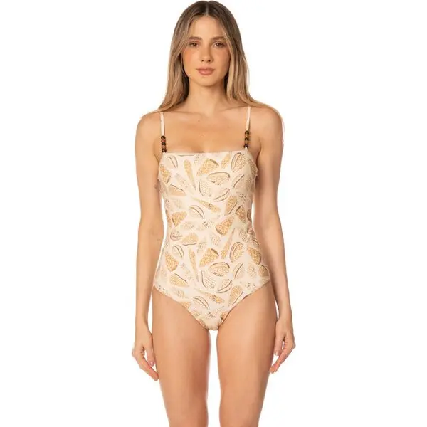 KIBYS Shell Tides Print Serina Sculpt One-piece Swimsuit - Beige Shells Print