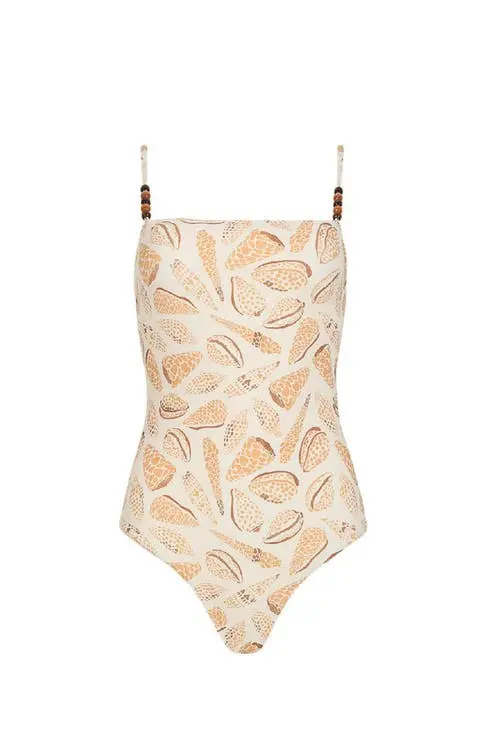 KIBYS Shell Tides Print Serina Sculpt One-piece Swimsuit