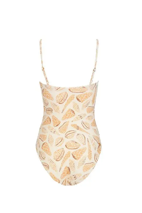 KIBYS Shell Tides Print Serina Sculpt One-piece Swimsuit