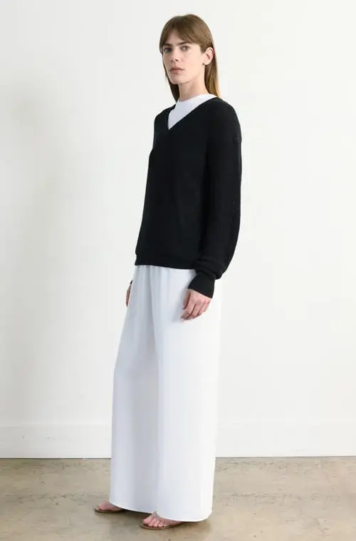 Almina Concept Cotton Mesh V-neck Pullover Sweater
