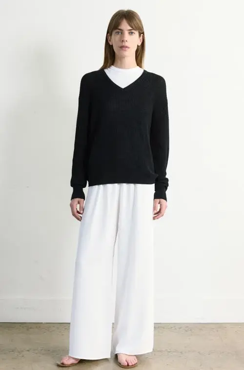 Almina Concept Cotton Mesh V-neck Pullover Sweater