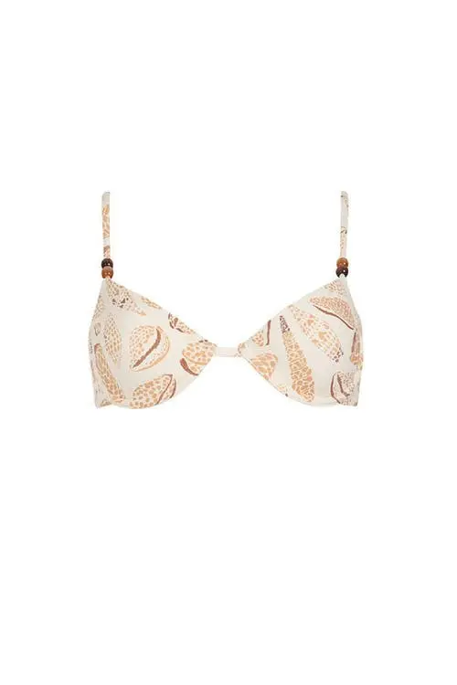 KIBYS Shell Tides Print Underwire Bikini Top - Beige Shell Print