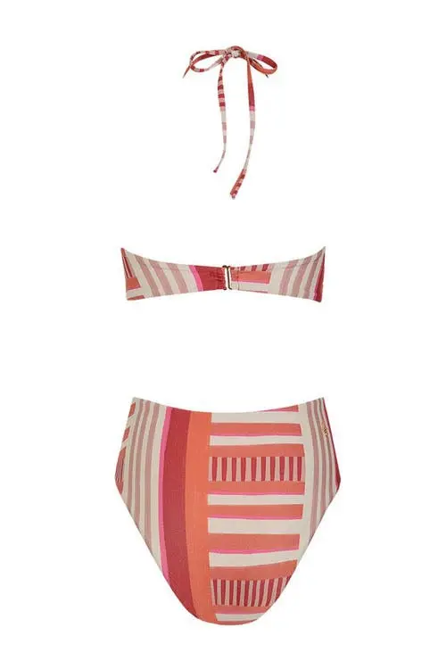 KIBYS Striped Print Rocky Trikini One Piece