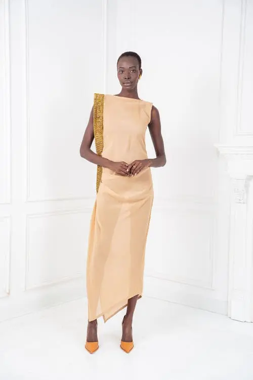 Chuks Collins The Aurelia Beaded Silk Chiffon Gown