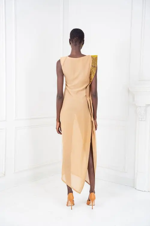 Chuks Collins The Aurelia Beaded Silk Chiffon Gown