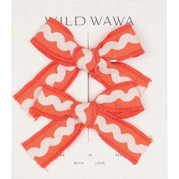 WILD WAWA Rickrack Bow Hair Clips - Tres Cherry