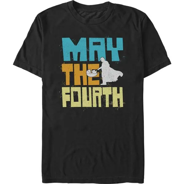 STAR WARS: THE MANDALORIAN Star Wars The Mandalorian Distressed Splatter May The Fourth T Shirt - Black