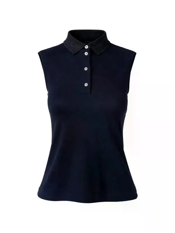 GRAN SASSO Contrast-collar Polo Top - Blue